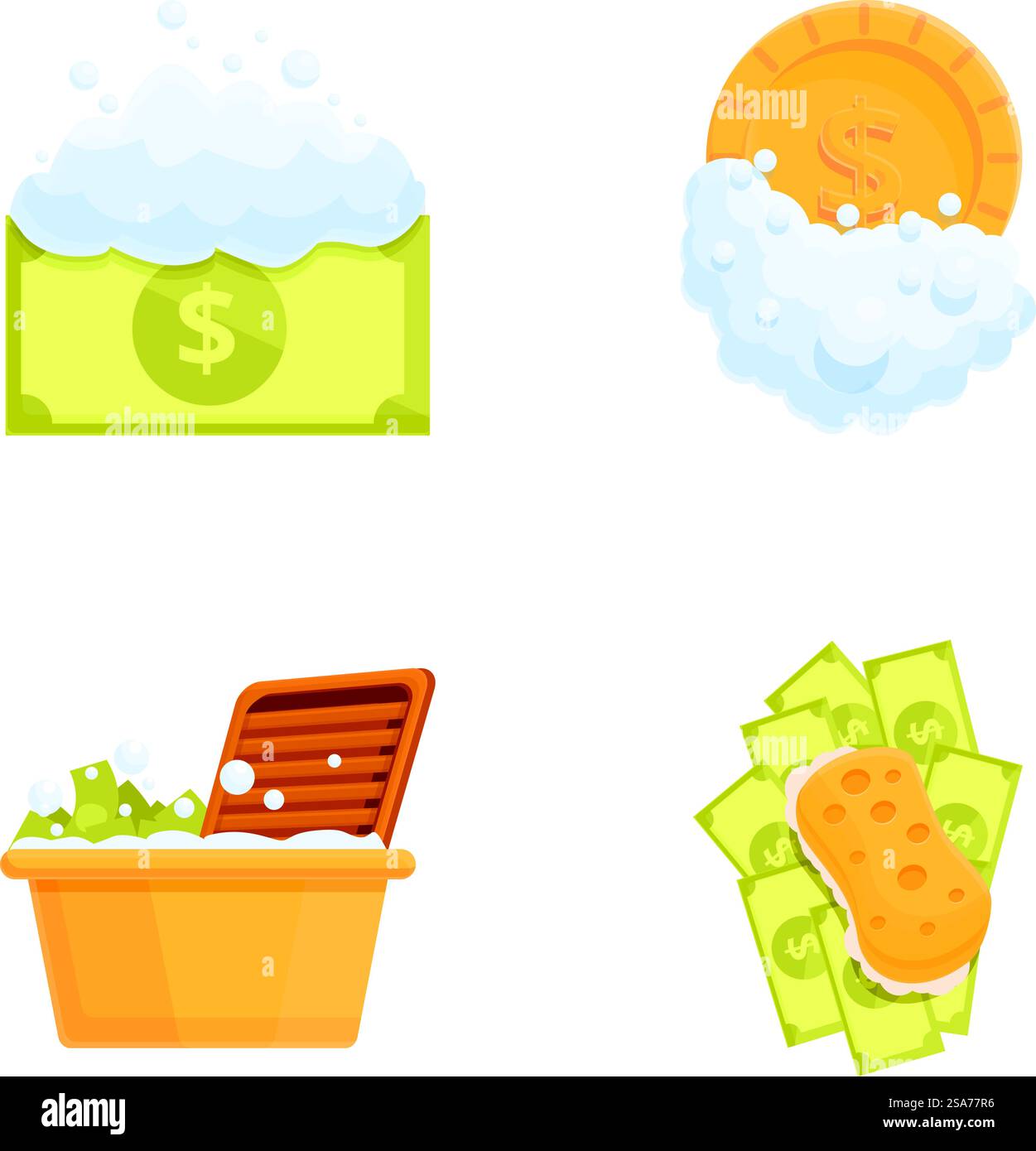 Corruption icons set cartoon vector. Symbolic money laundering process ...