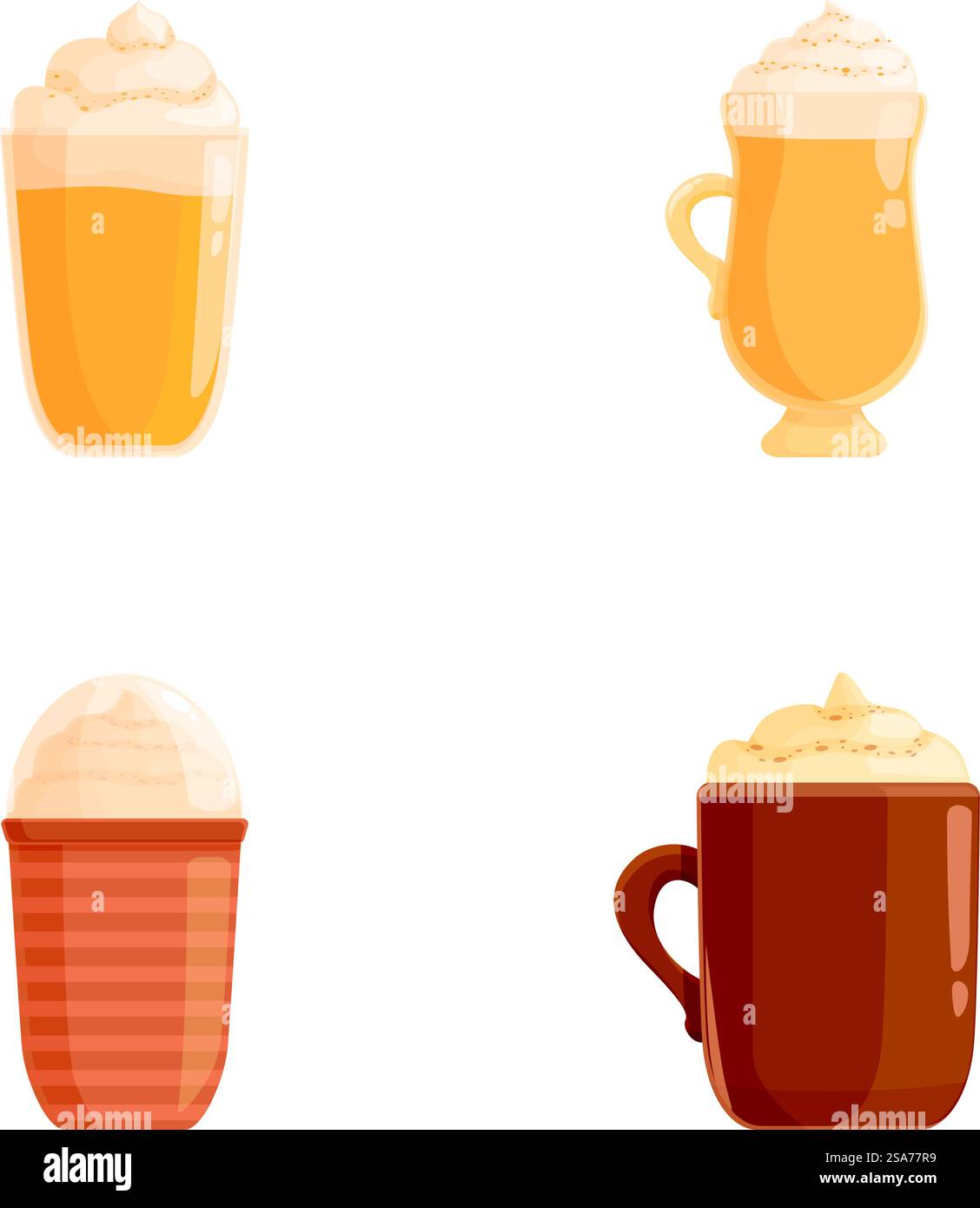 Vector set of cozy winter drinks, featuring hot chocolate and coffee ...