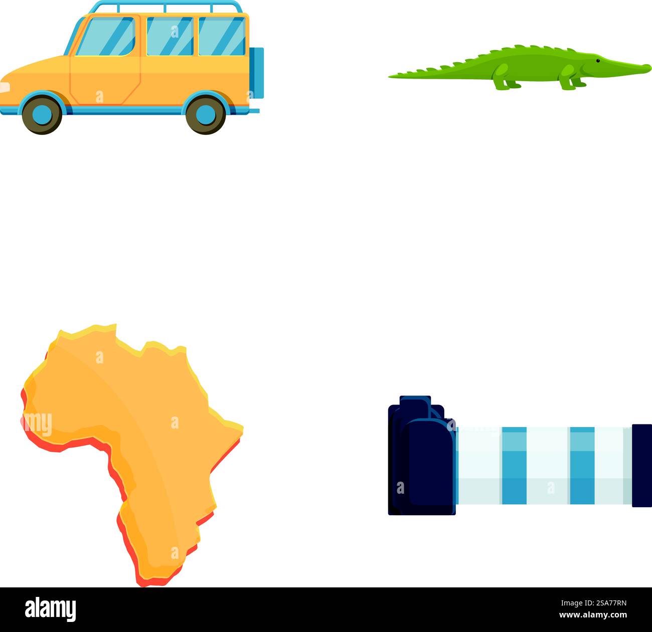 African safari icons set cartoon vector. Safari outdoor adventure ...