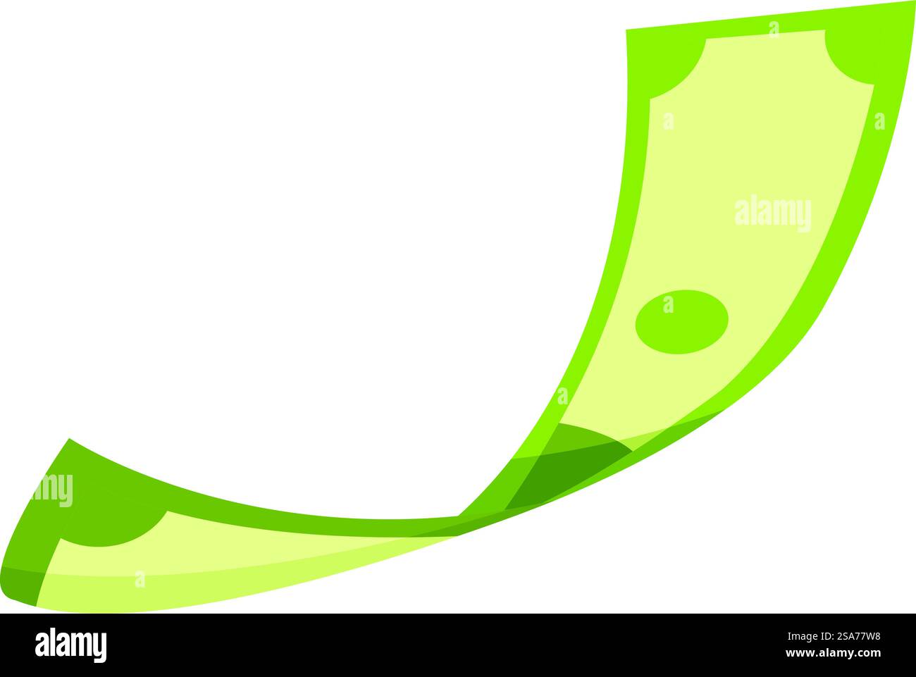 This illustration features a green banknote gracefully waving in the ...