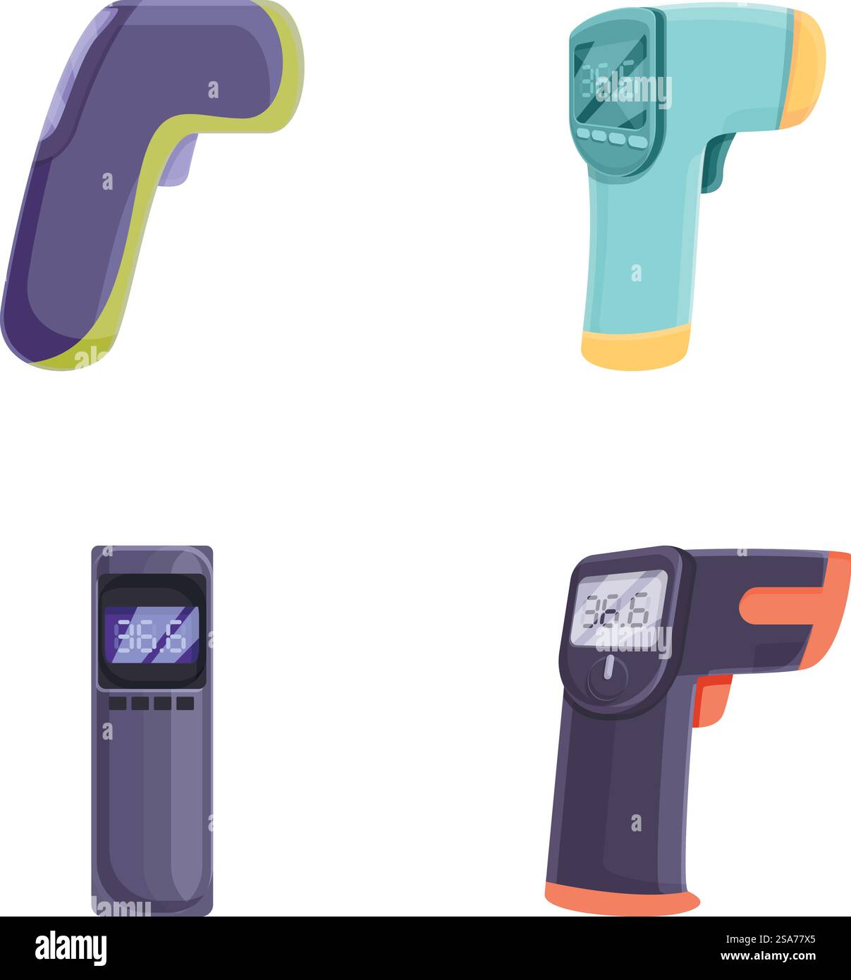 Thermometer icons set cartoon vector. Non contact infrared thermometer ...