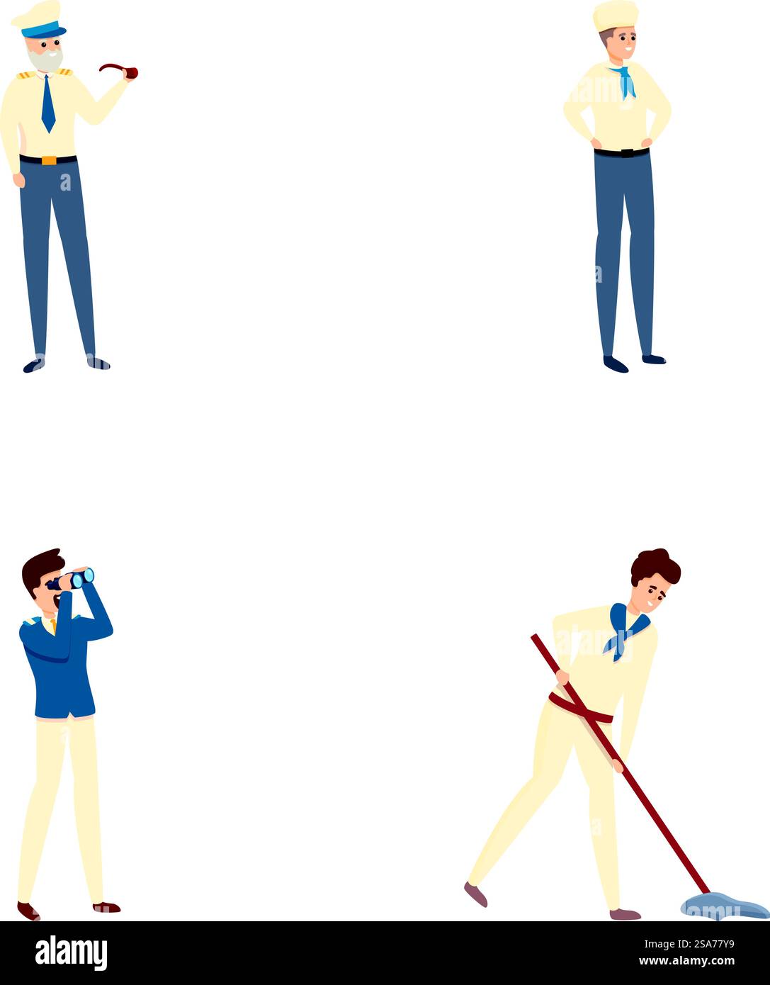 Vessel crew icons set cartoon vector. Cruise liner crew character ...