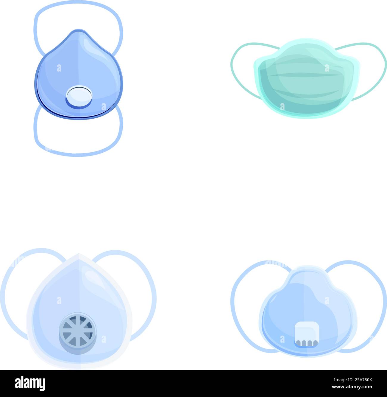 Respirator icons set cartoon vector. Virus protection respirator ...