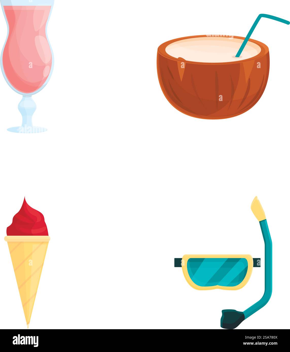 Summer rest icons set cartoon vector. Attribute of summer holiday ...