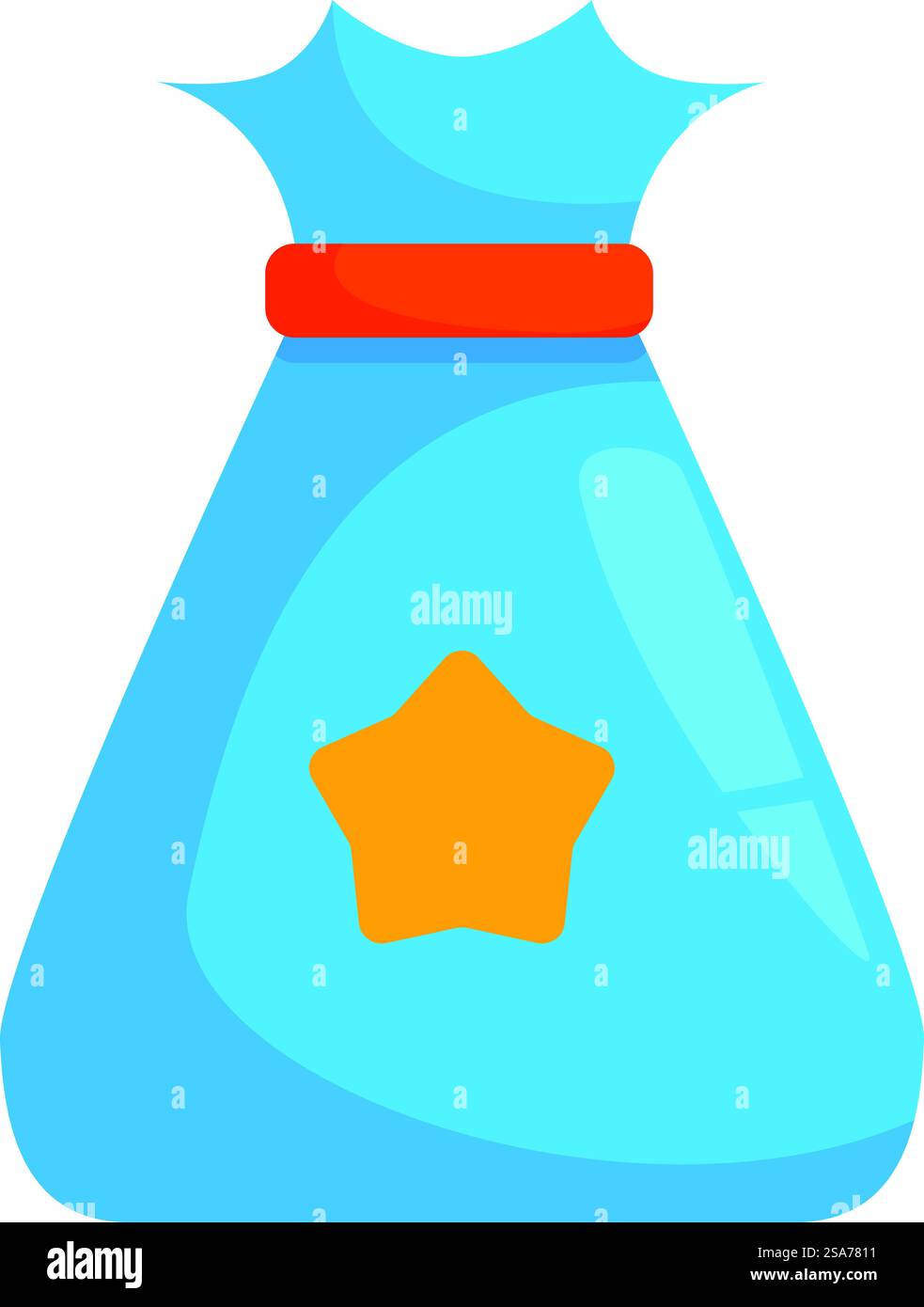 Blue bag bursting open with a yellow star surrounded by blank space ...