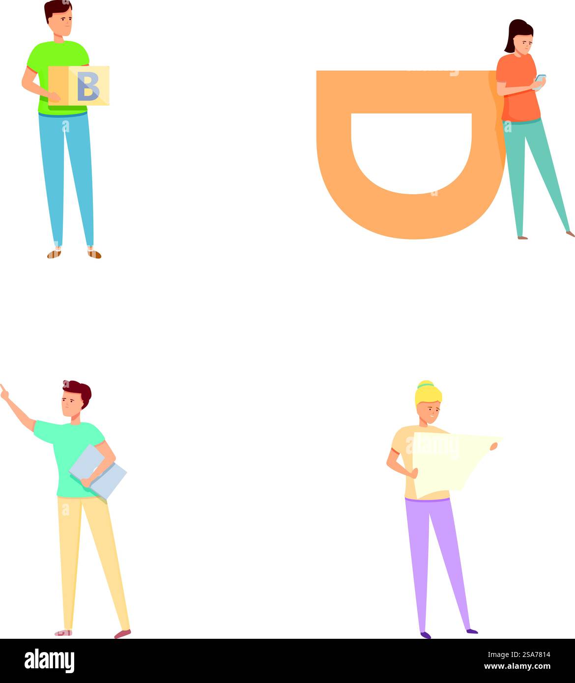 Brand concept icons set cartoon vector. Business people building brand ...