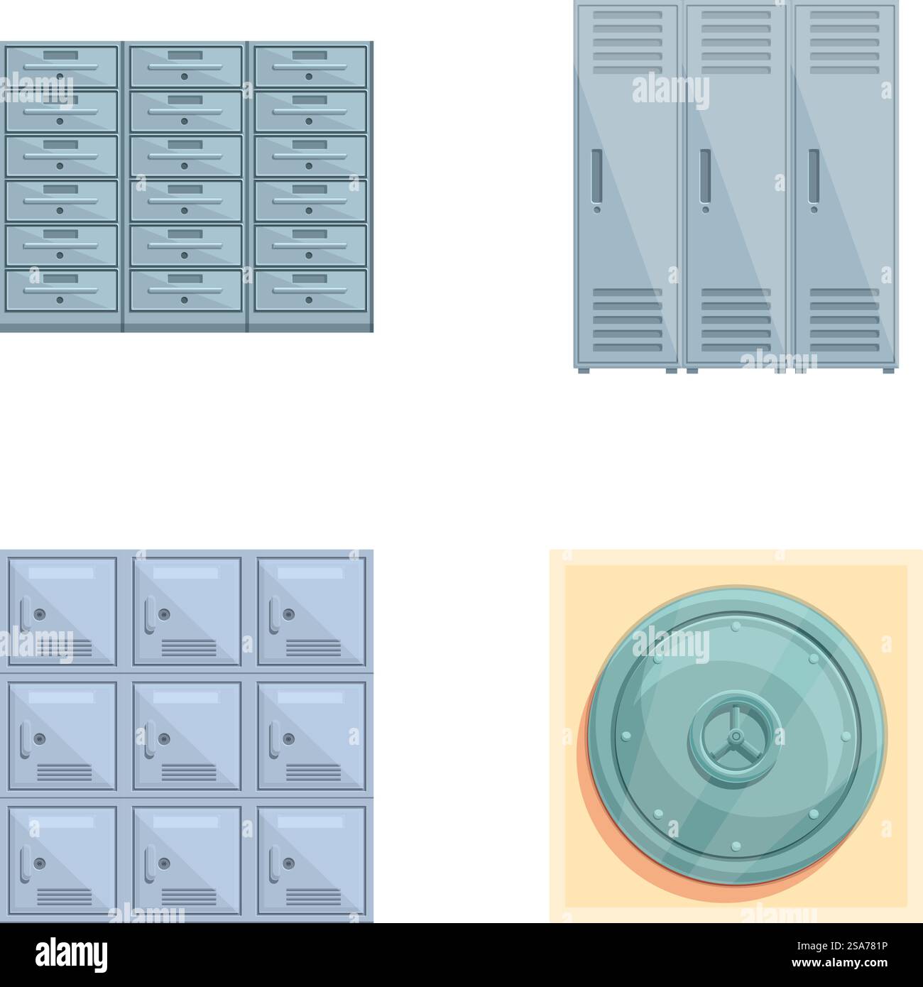 Steel safe icons set cartoon vector. Armored box to protect money and ...