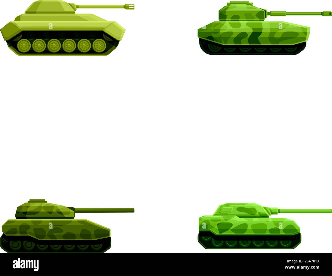 Battle tank icons set cartoon vector. Heavy camouflage special ...