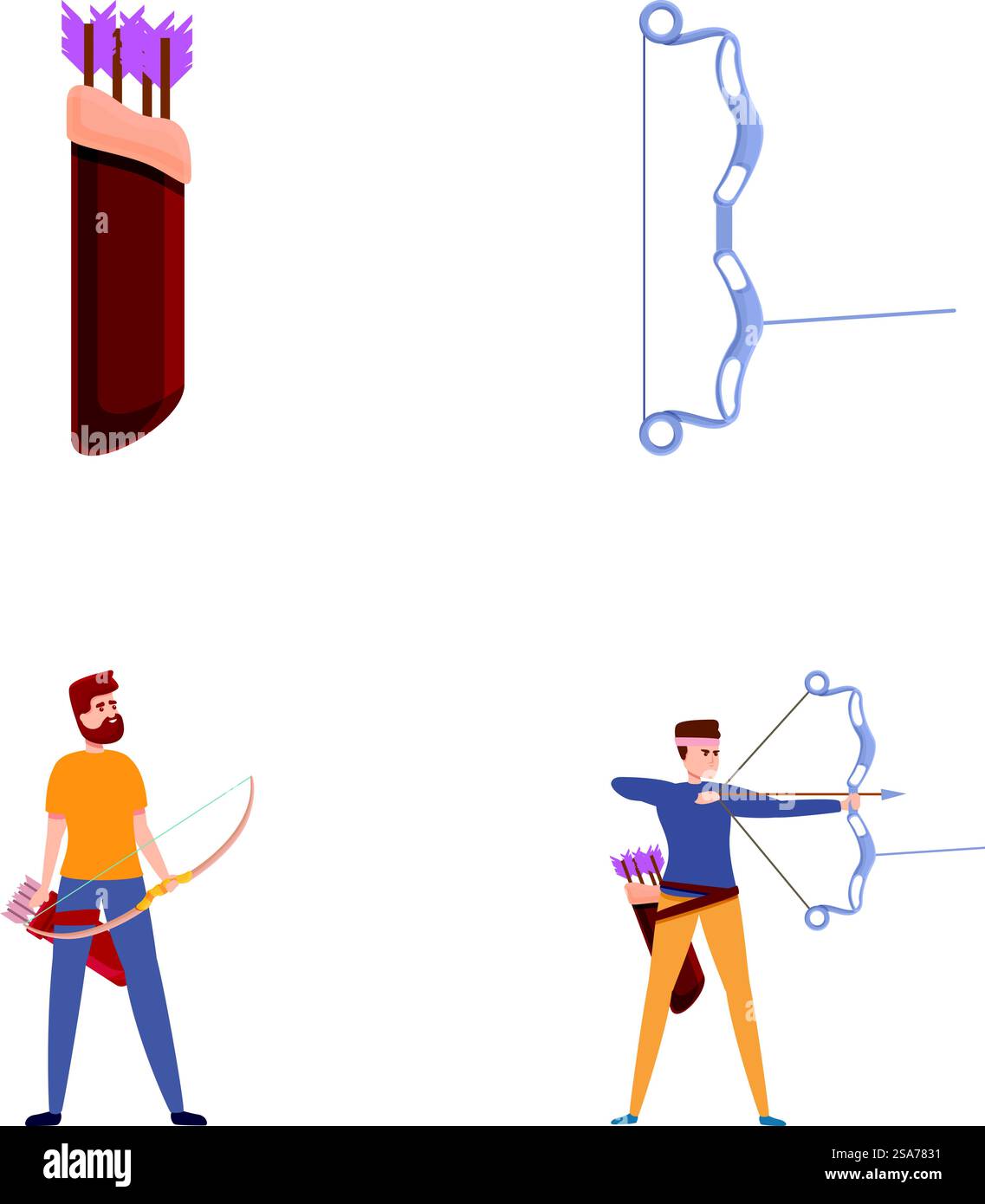 Shooting training icons set cartoon vector. Shooter and equipment for ...