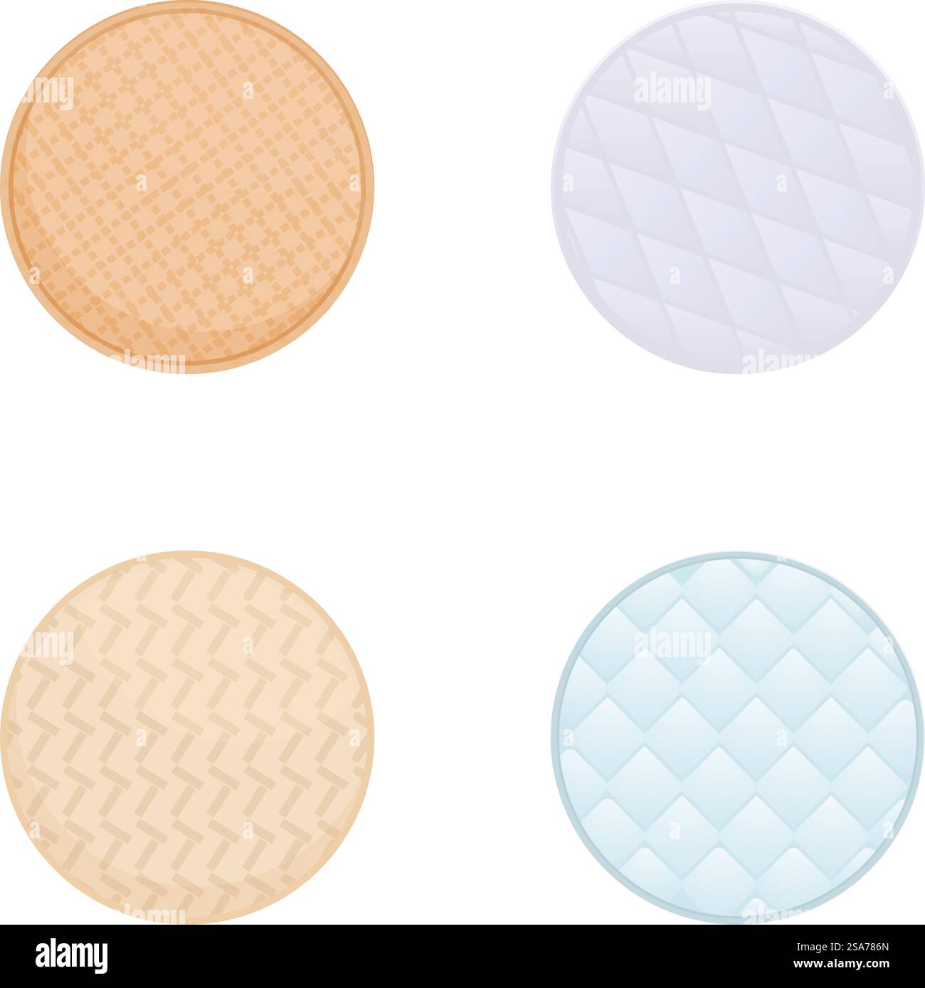 Collection of four circular plates with various geometric patterns and ...