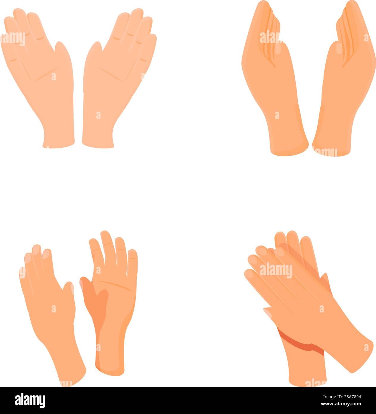 People applaud icons set cartoon vector. Set of different clapping hand. Consent and success ...
