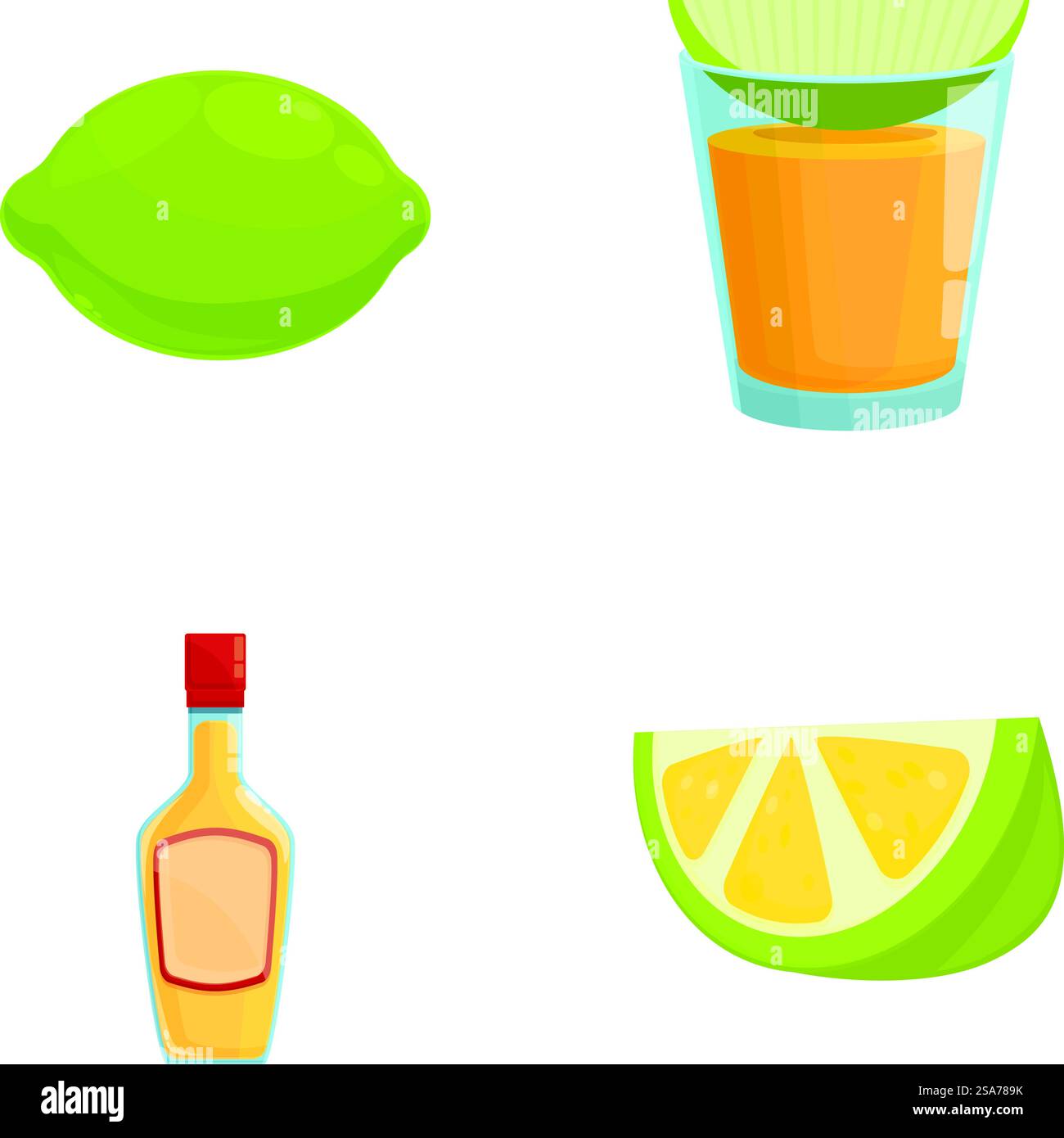 Tequila beverage icons set cartoon vector. Traditional strong agave ...