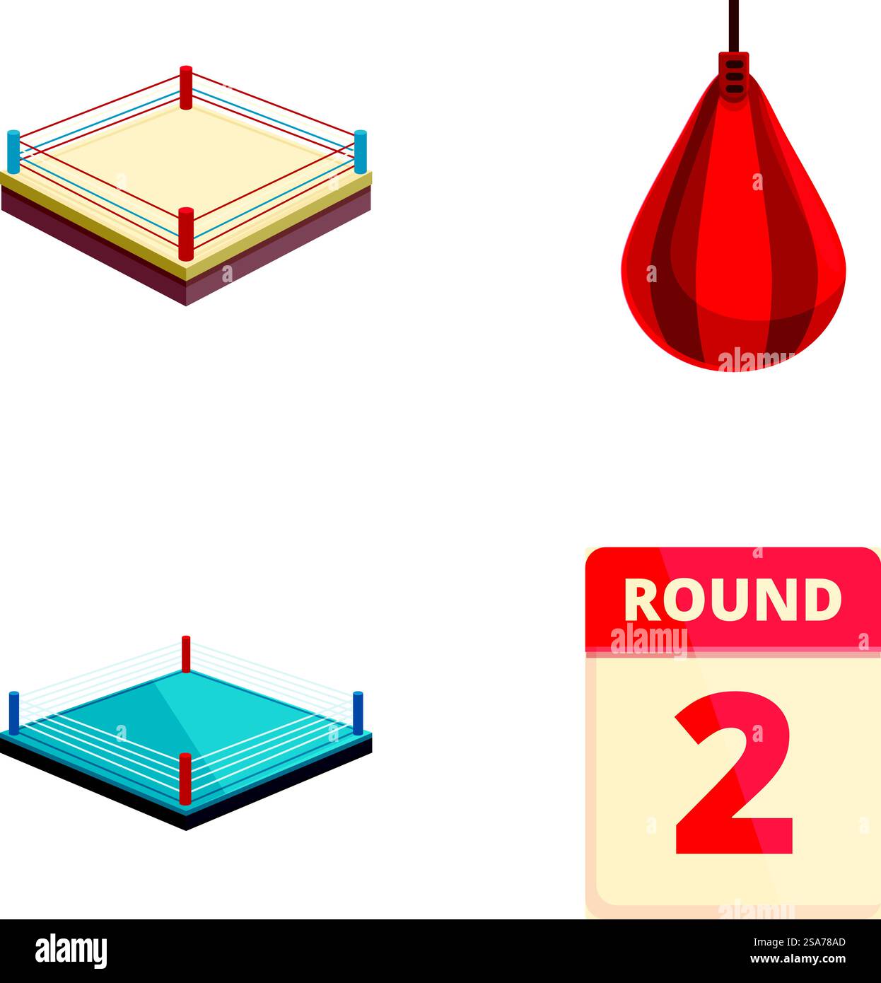 Professional boxing theme icon set with red and blue vector ...