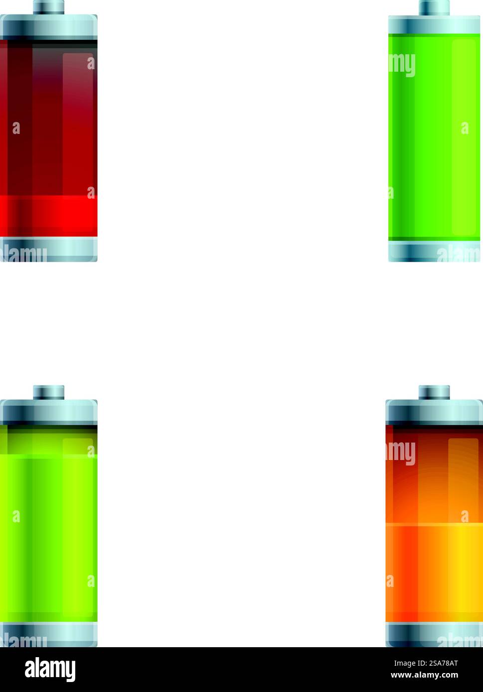 Battery indicator icons set cartoon vector. Battery with various level ...