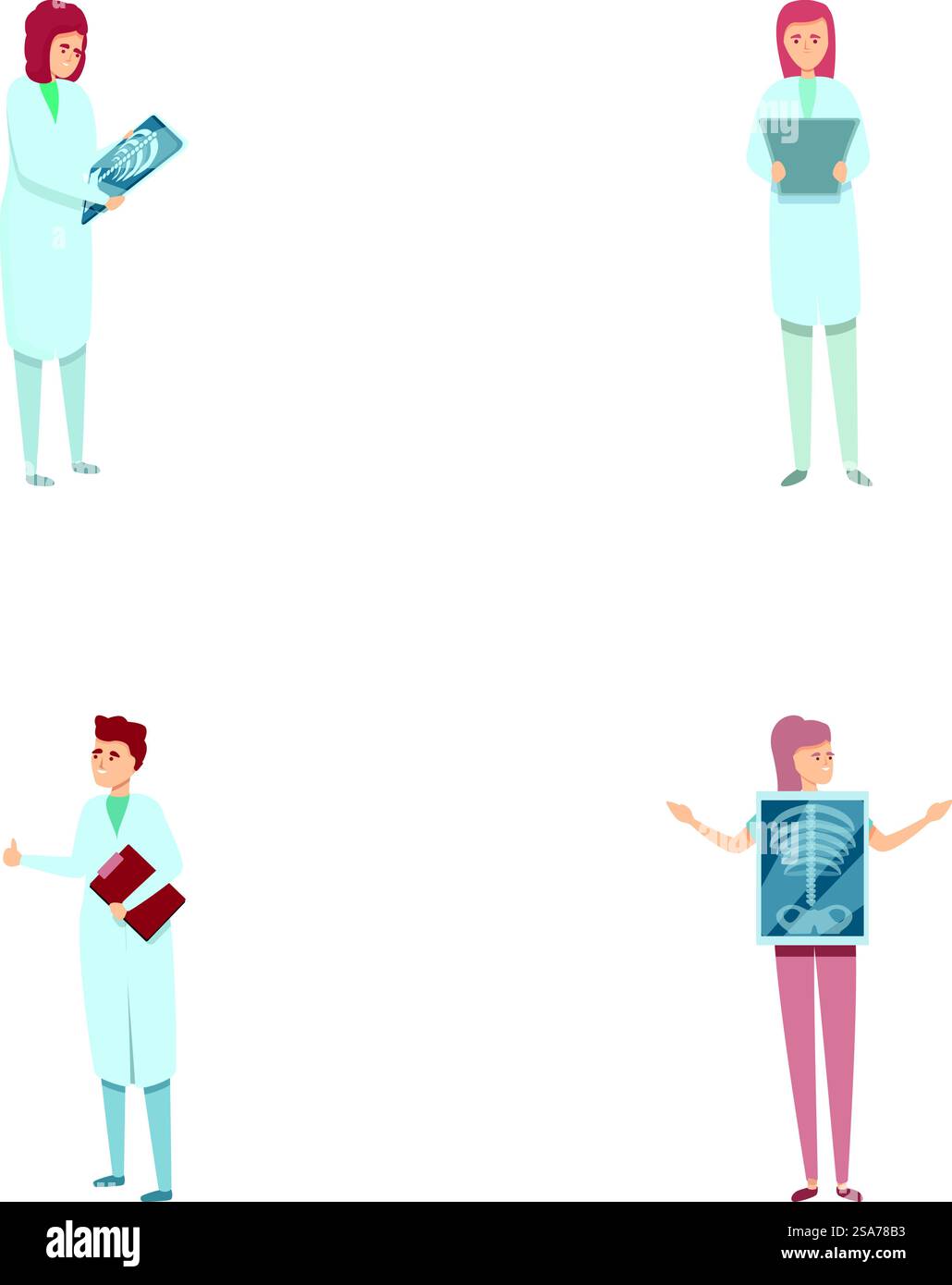 Radiologist concept icons set cartoon vector. Doctor examine xray image ...