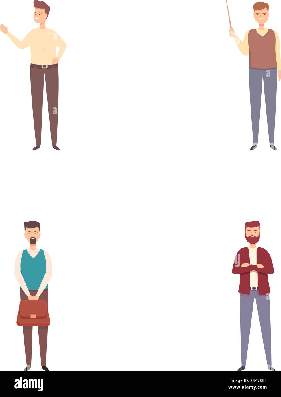 Male teacher icons set cartoon vector. Teacher conducting lesson ...