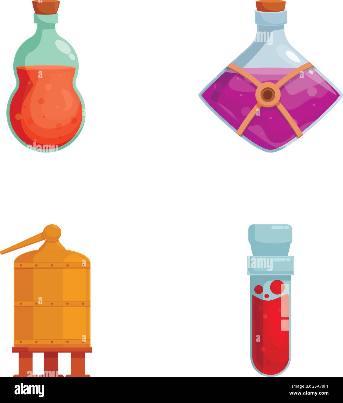 Colorful vector illustrations of cartoonstyle laboratory equipment ...