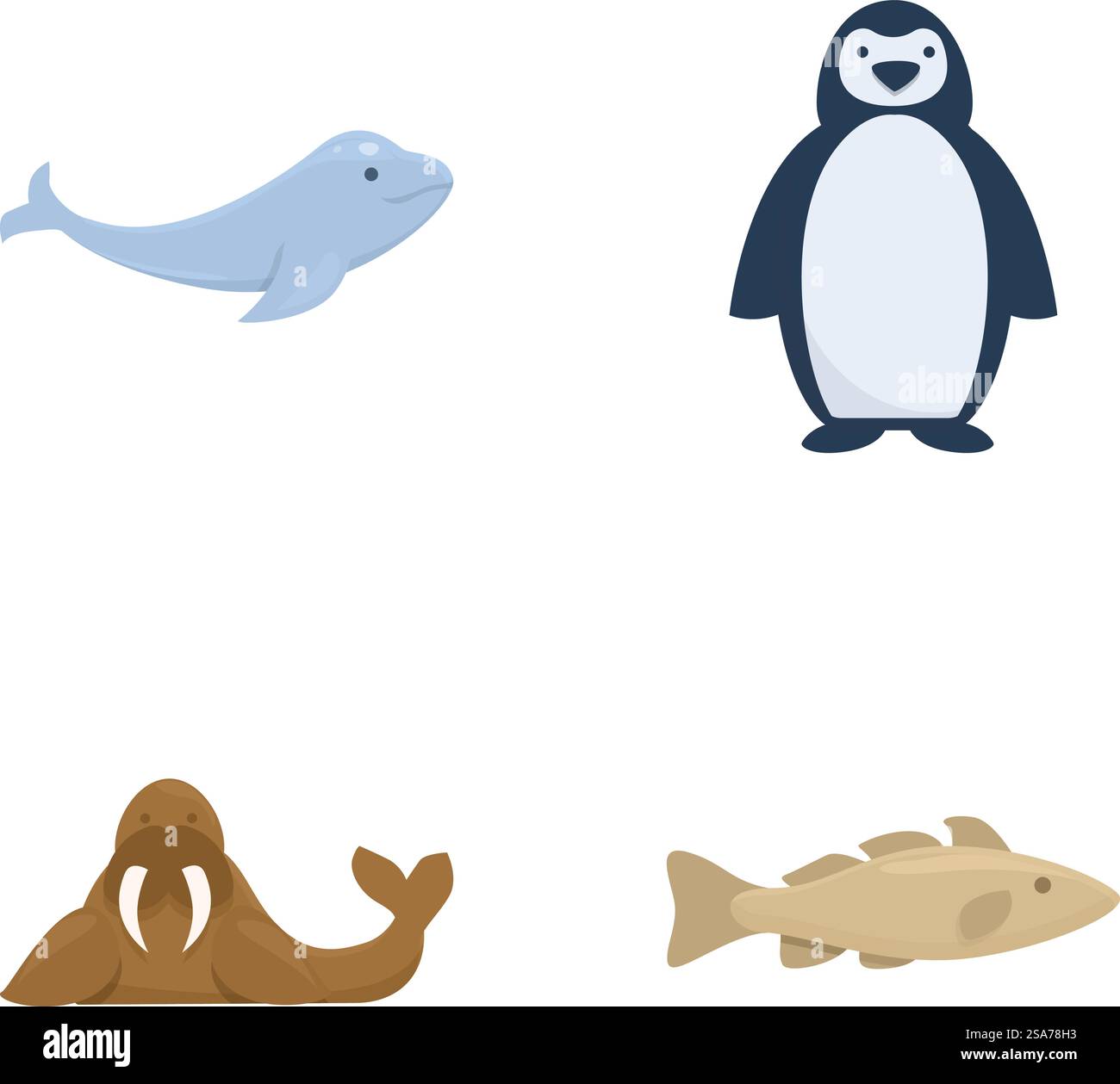 Alaska biome icons set cartoon vector. Antarctic and arctic animal ...
