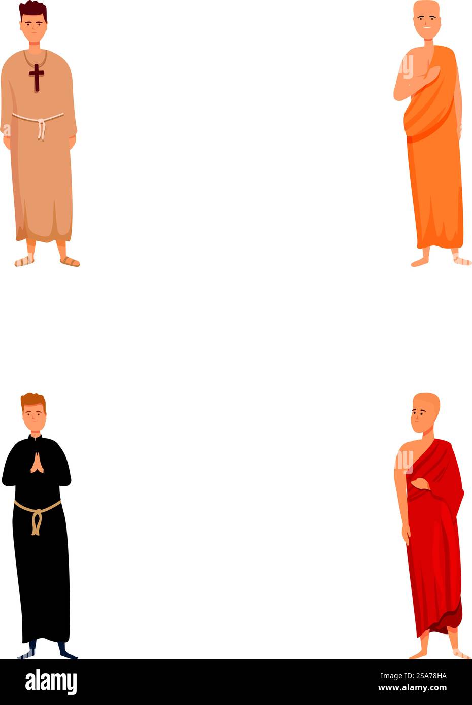 Religion leader icons set cartoon vector. Various religious church ...