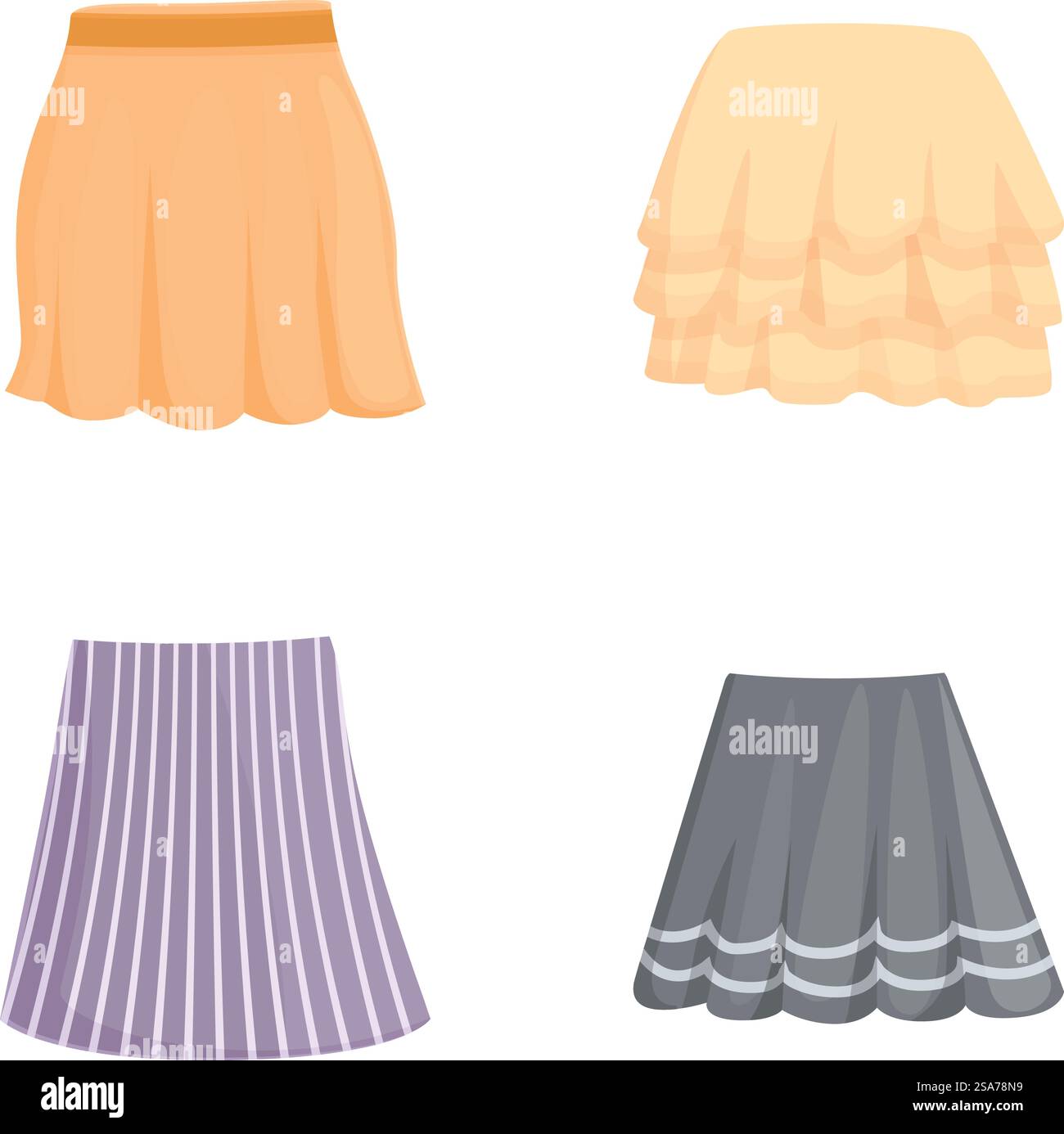 Collection of four colorful cartoonstyle skirts suitable for fashion ...