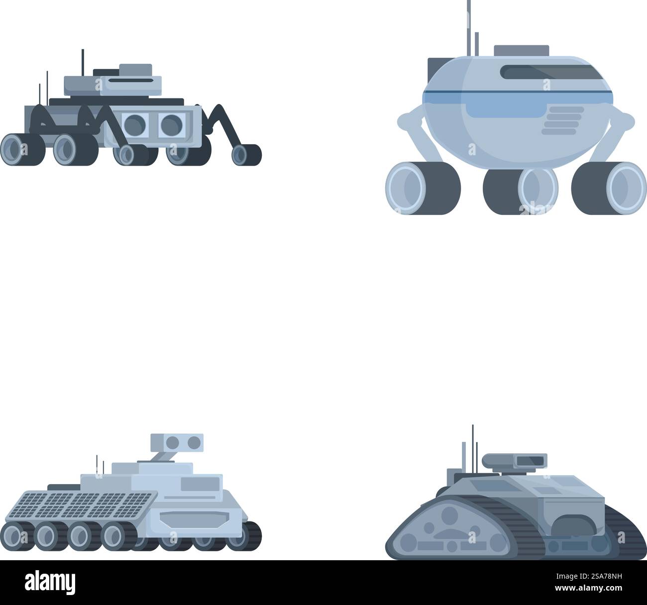 Collection of four vector icons depicting modern armored military ...