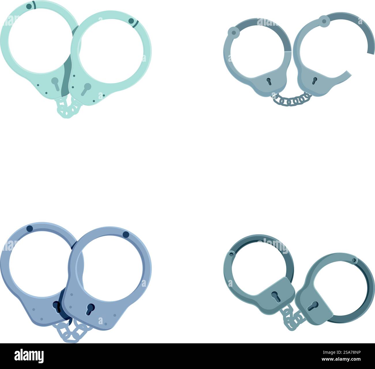 Police handcuff icons set cartoon vector. Opened and closed handcuff ...