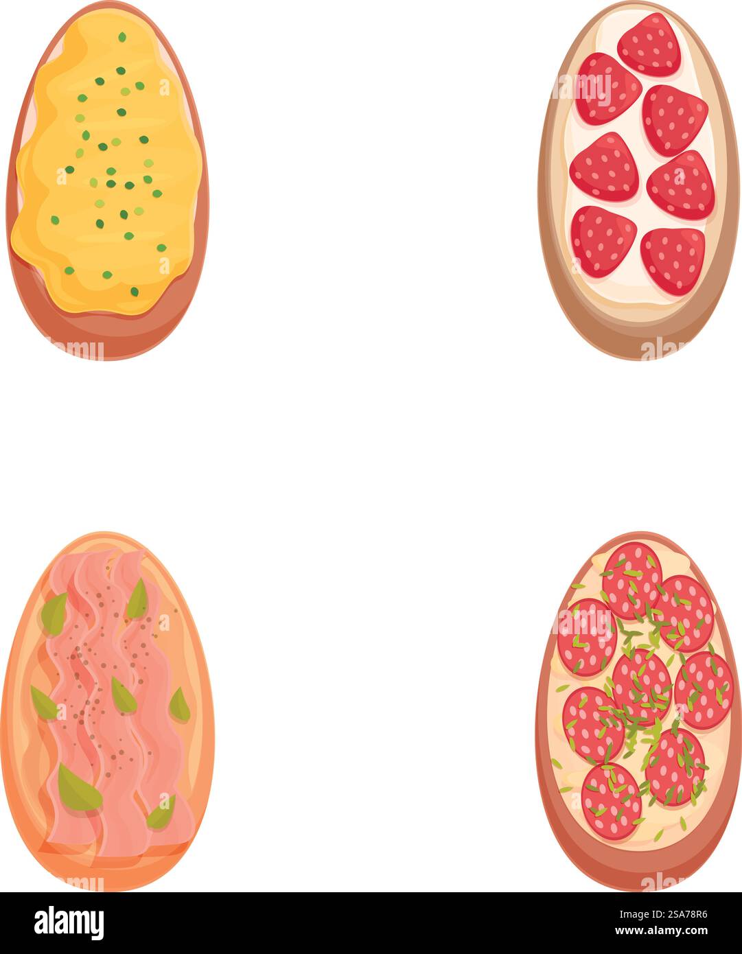 Fresh sandwich icons set cartoon vector. Sandwich with various filling ...