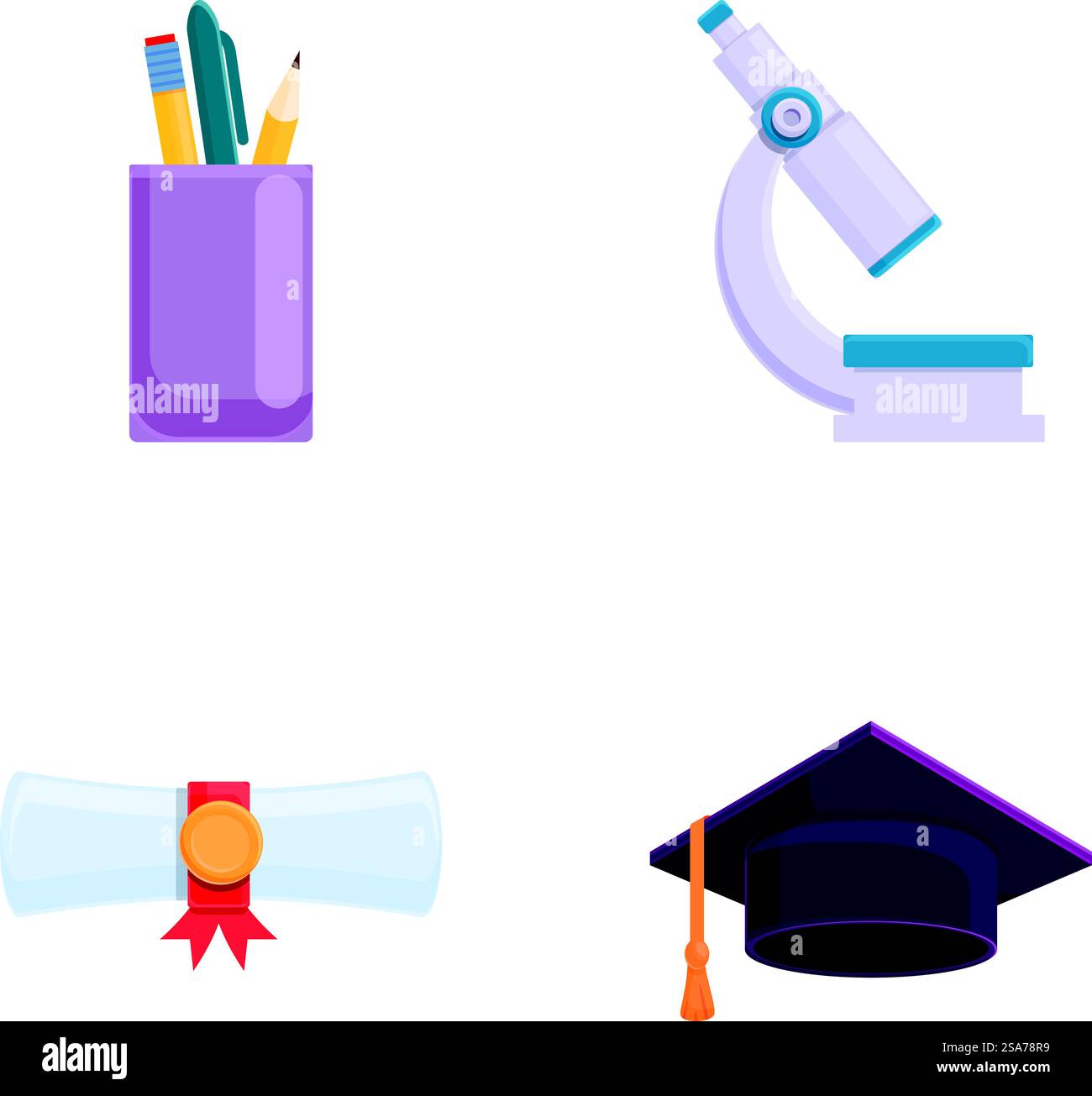 Graduation concept icons set cartoon vector graduate cap Stock Vector ...