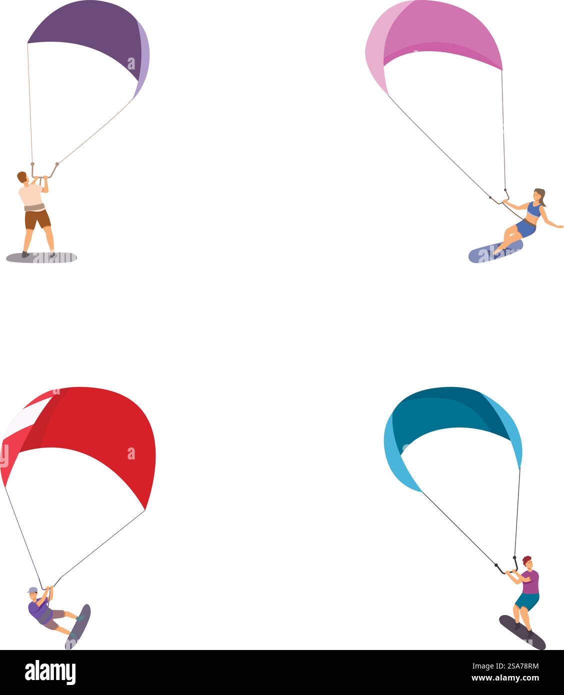 Collection of four vector illustrations featuring diverse people ...