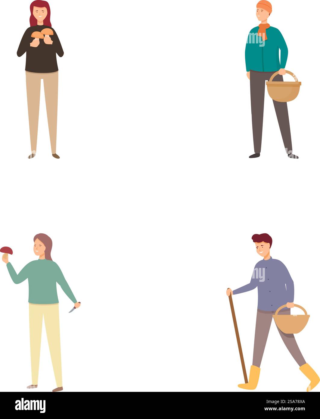 Collection of four illustrations showcasing individuals performing ...