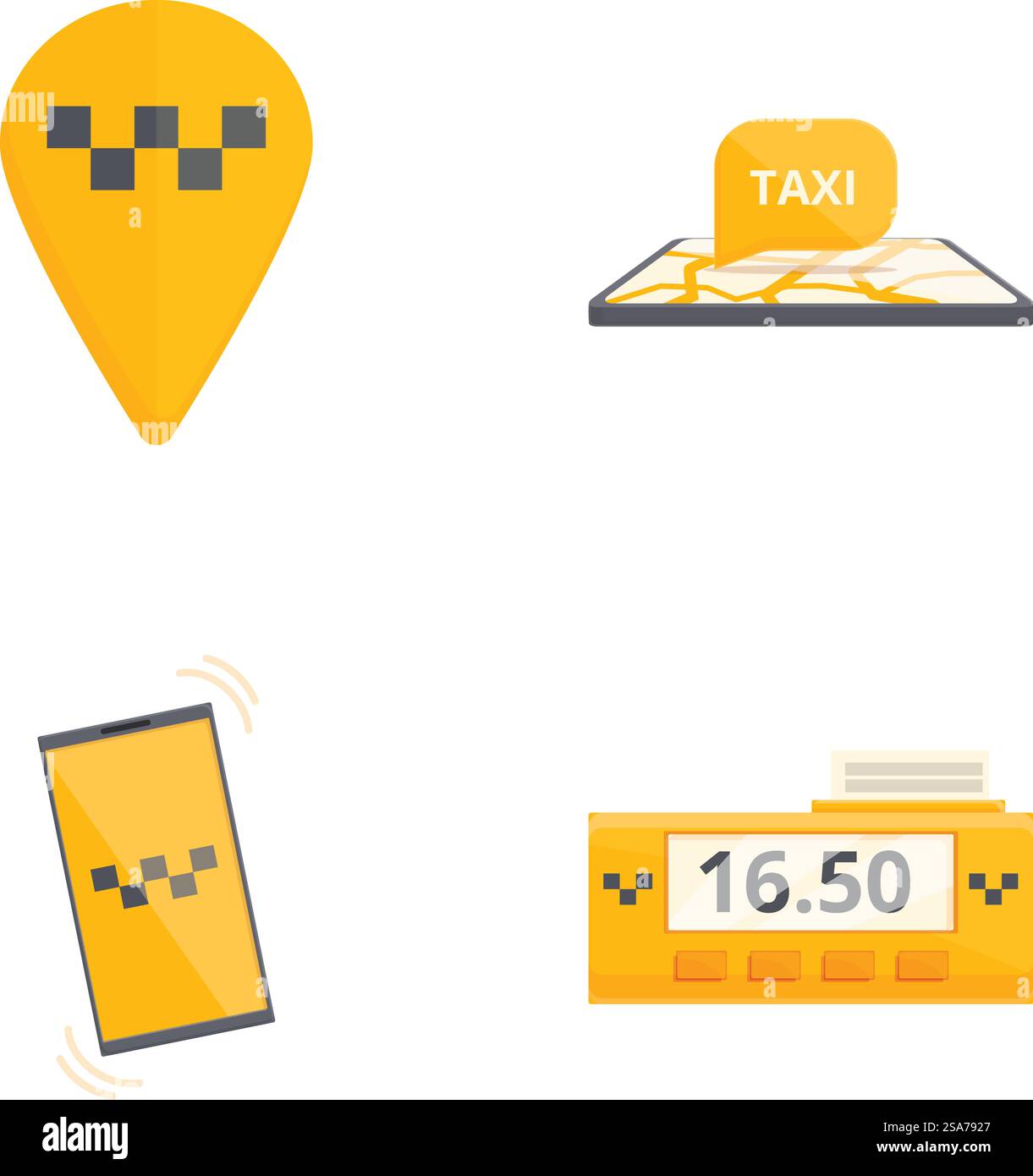 Modern urban transportation taxi service icon set for mobile app ...