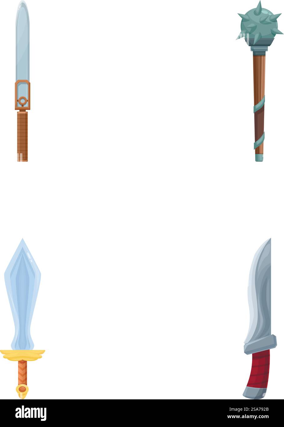 Collection of four detailed fantasy weapon icons including swords and ...