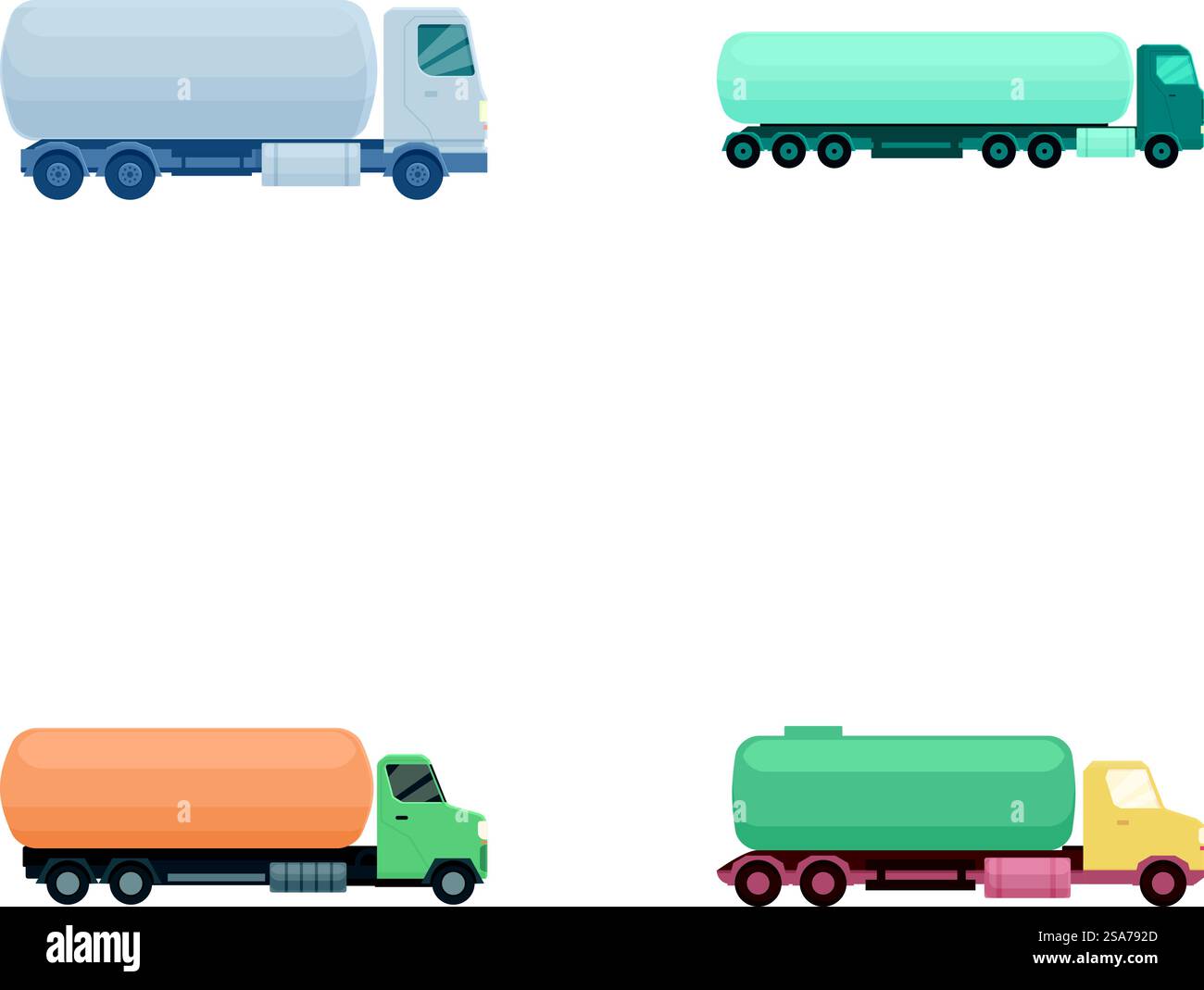 Collection of colorful flat design tanker trucks suitable for various ...