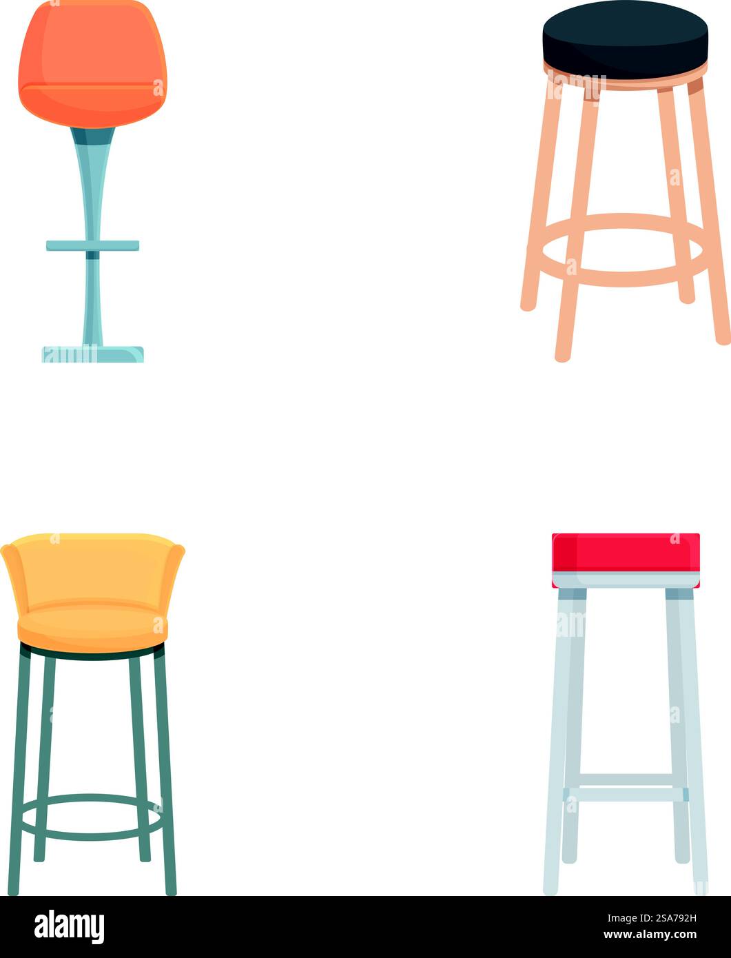 Illustration of four different modern stool designs on a white ...