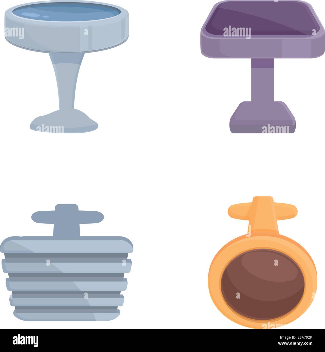 Collection of vector furniture icons in a flat design, including ...