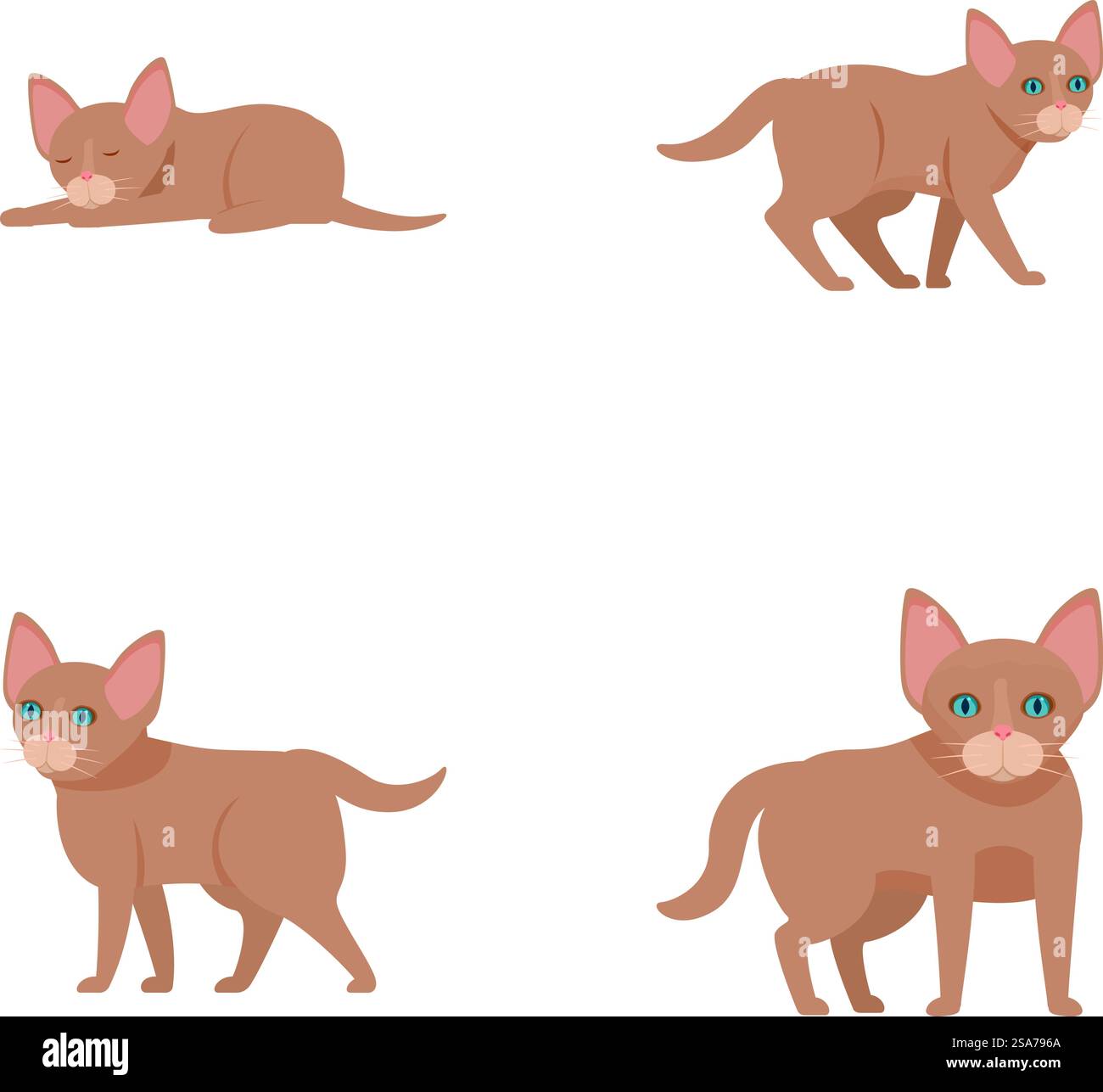 Collection of cute cartoon cats, showcasing different postures and ...