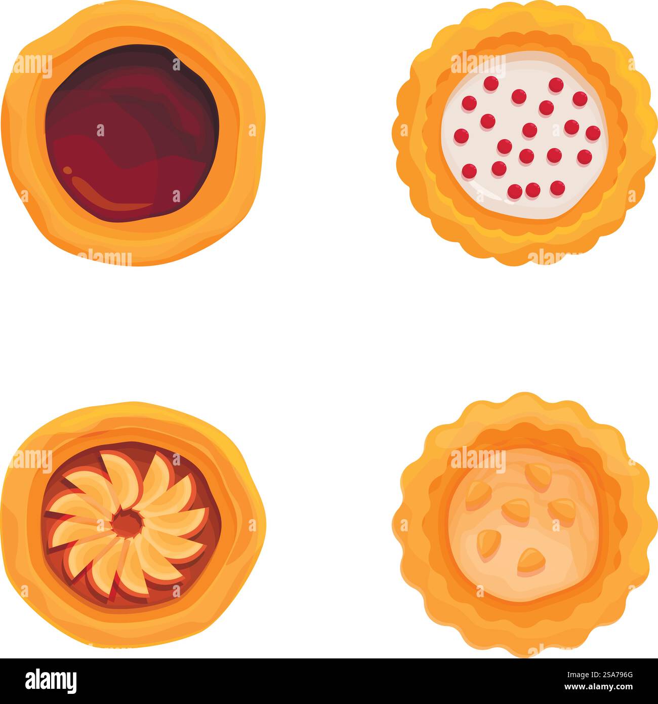 Vibrant collection of illustrated mini fruit tarts with various ...
