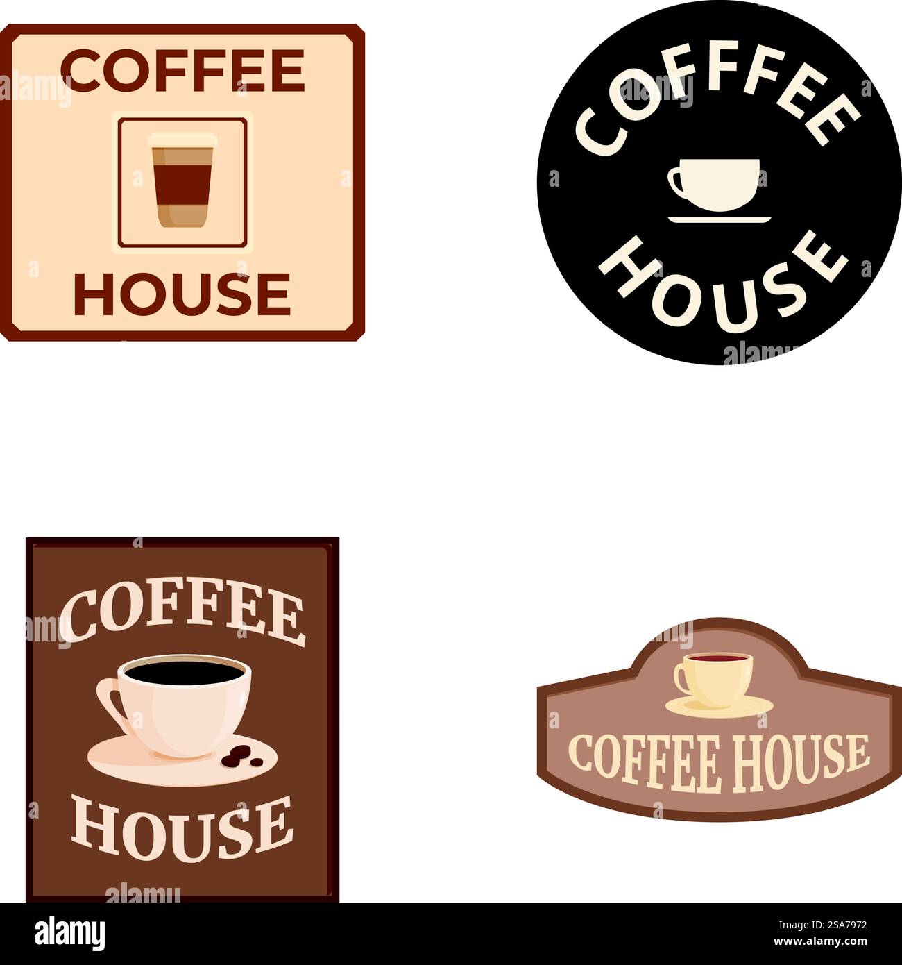Collection of four stylish coffee house logos suitable for branding and ...
