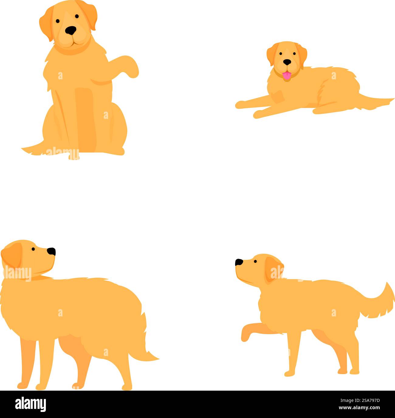 Collection of cute cartoon labrador retrievers in different poses ...