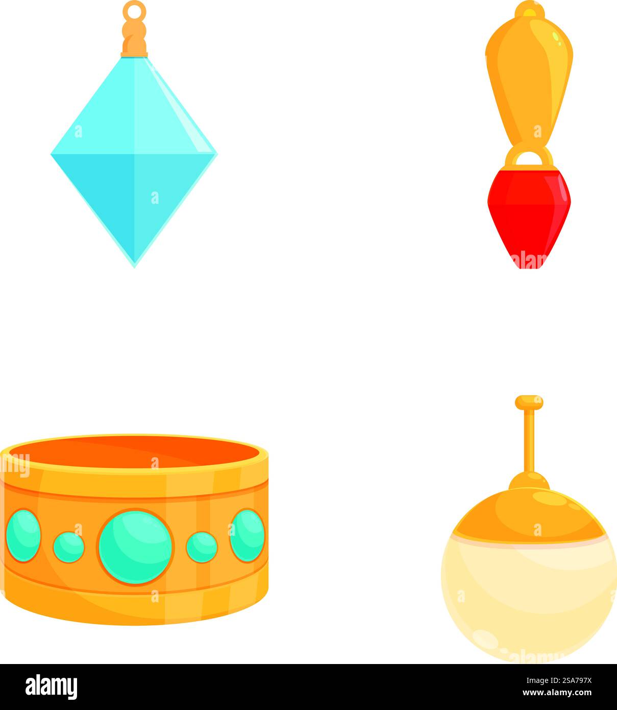 Collection of classic, colorful, vintage toy icons isolated on white ...