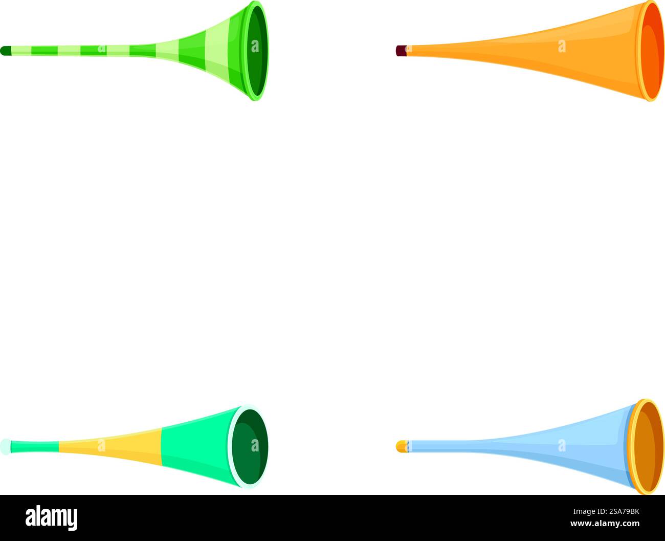 Vector illustration of four party blowers in different colors, perfect ...