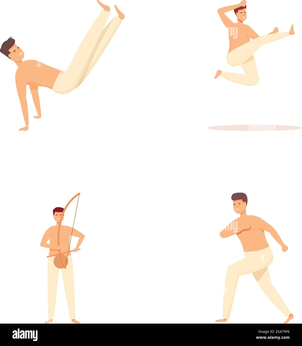 Illustration collection of a man performing different actions, floating ...