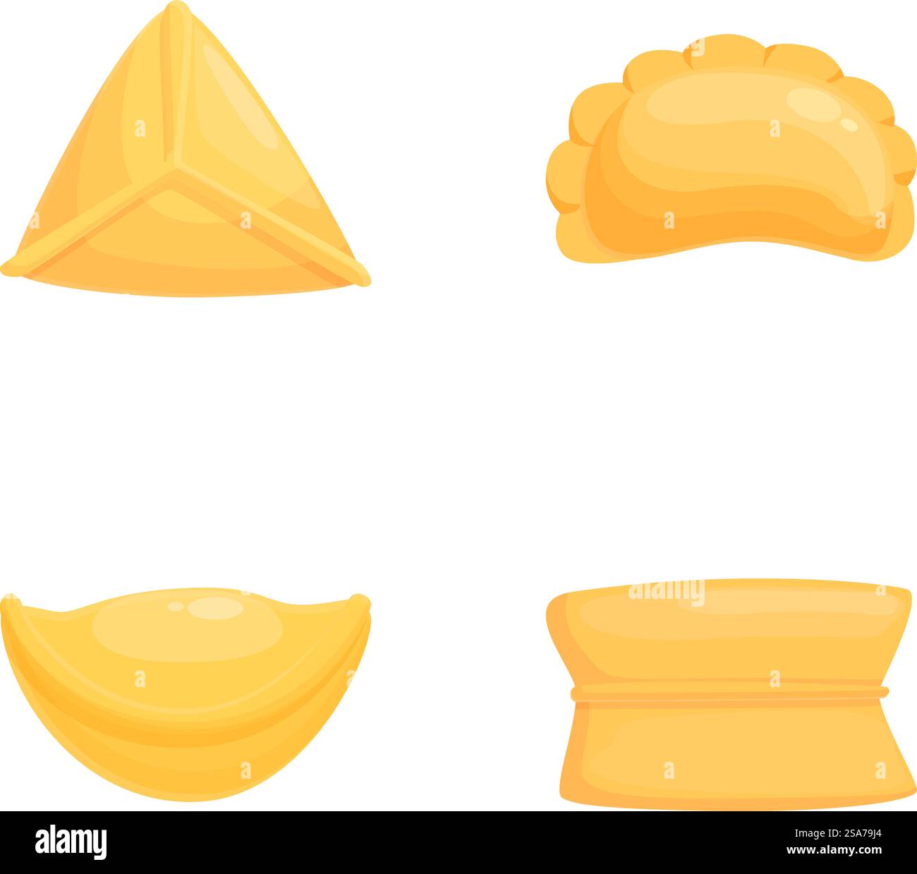 Collection of different types of pastry dough shapes isolated on white ...