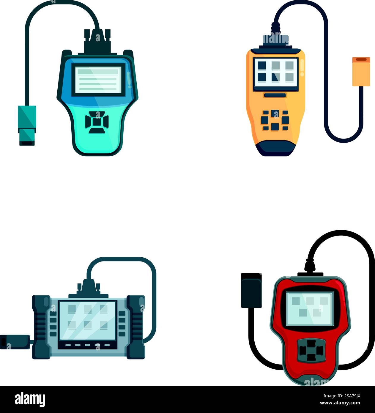 Collection of four vector icons depicting various digital multimeters ...