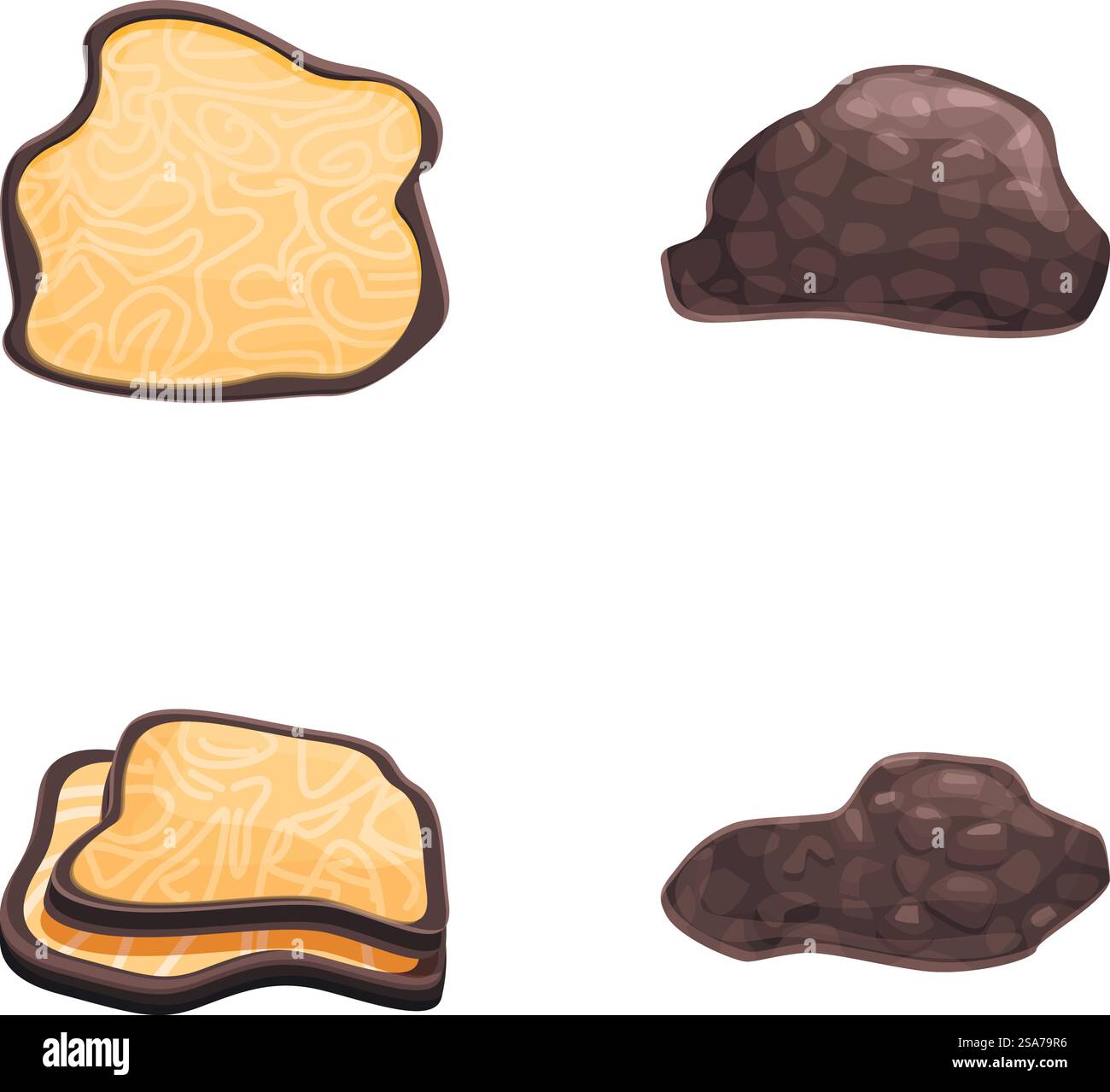 Mushroom icons set cartoon vector. Delicacy mushroom black truffle ...