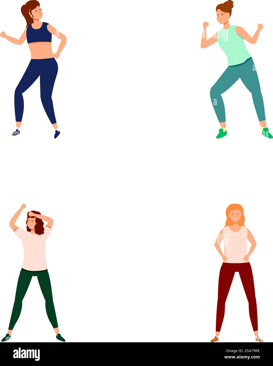 Four cheerful individuals animatedly dancing, isolated on a white ...