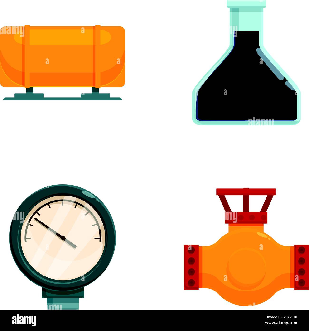 Flat design vector icons for industrial elements including a barrier ...