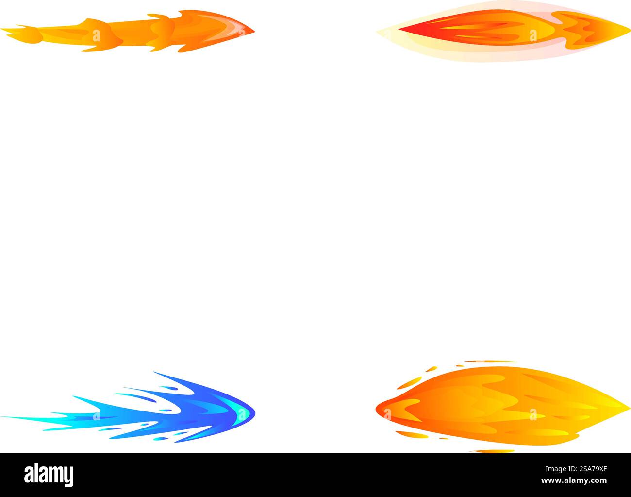 Collection of four vibrant, stylized flame icons isolated on white ...