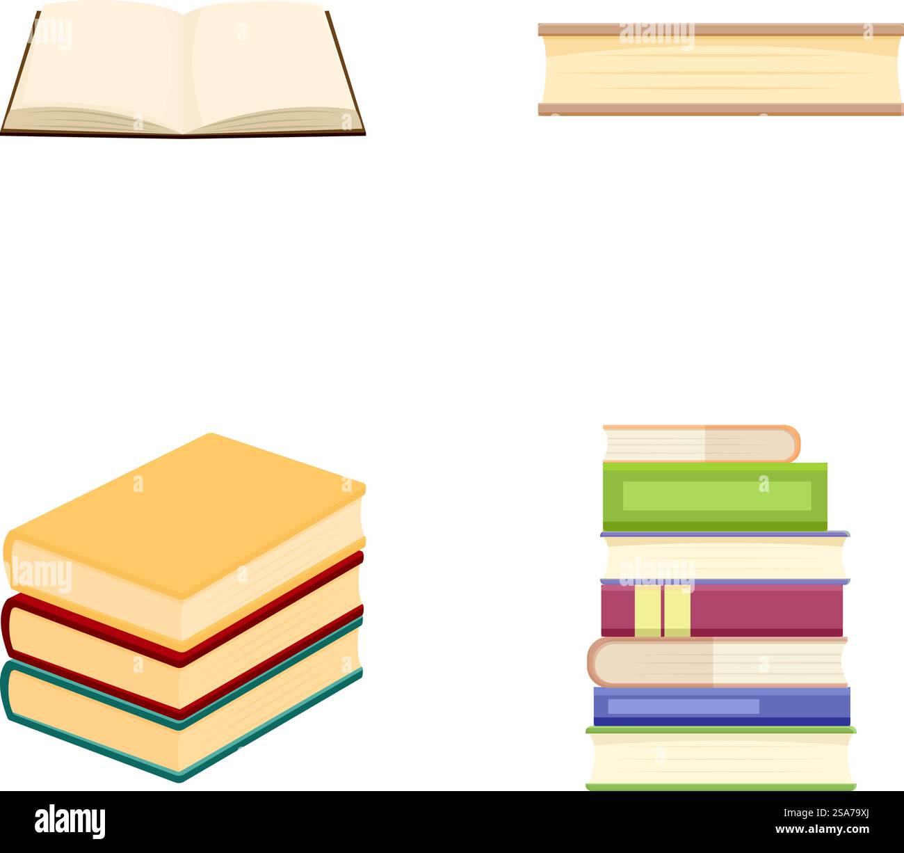 Colorful assortment of book illustrations set in vector graphic design ...