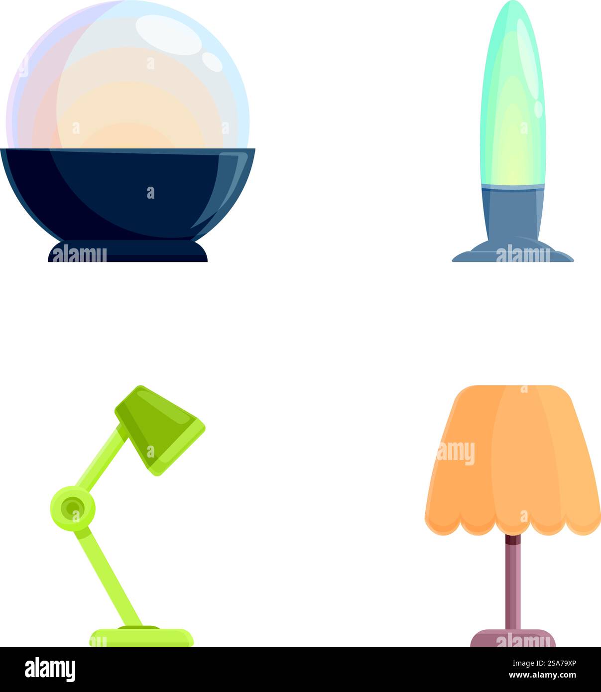 Vector illustration of various stylish lamps and light bulbs for ...